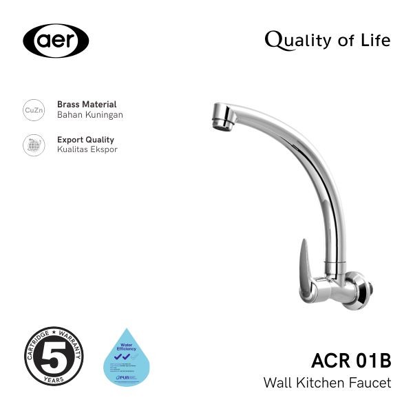 AER Kran Air Dapur Kuningan Angsa / Brass Kitchen Wall Faucet ACR 01B ...