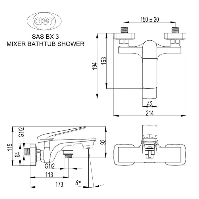 AER Kran Bathtub Shower - Keran Air Panas Dingin Kuningan SAS BX3 ...
