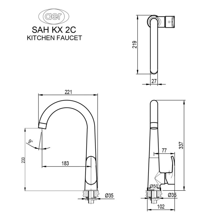 AER Kran Dapur Dingin Keran Air Kuningan - Kitchen Faucet SAS KX2C ...
