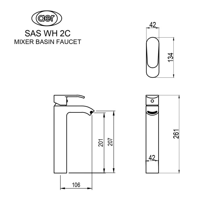 AER Kran Wastafel Air Dingin - Keran Kuningan / Mixer Faucet SAS WH2C ...