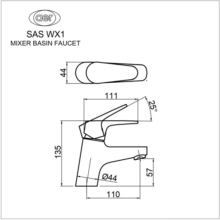 AER Kran Wastafel - Keran Air Panas Dingin Kuningan SAS WX1 | Sutindo Store