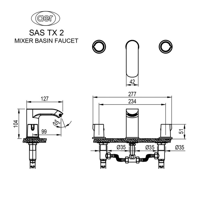 AER Kran Wastafel Panas Dingin 2 Handle - Keran Kuningan SAS TX2 ...