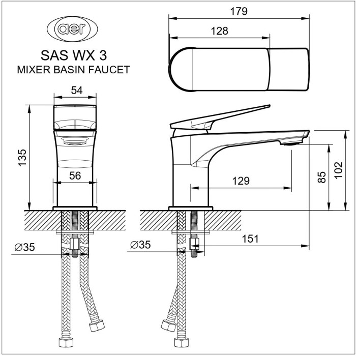 AER Kran Wastafel Panas Dingin / Mixer Faucet SAS WX3 | Sutindo Store