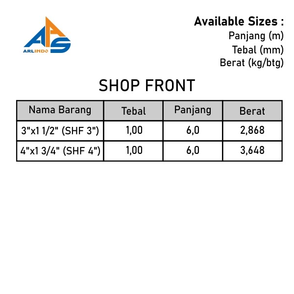 Alexindo Shop Front Open Back Warna Putih 4" x 1mm x 6M | Sutindo Store